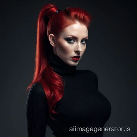 Bold Redheaded Dominatrix In Stylish Knitted Attire Ai Image Generator
