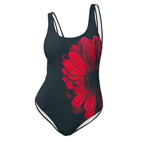 Red Daisy One Piece Swimsuit Etsy
