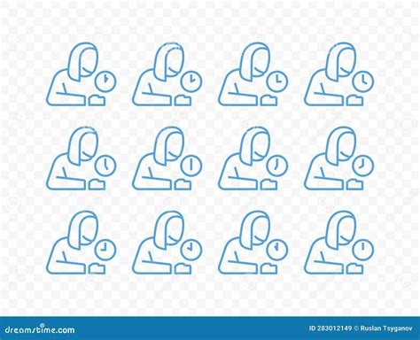 Woman And Round Clock And Arrow Vector Icons Collection Outline Person And Horizontal Analog