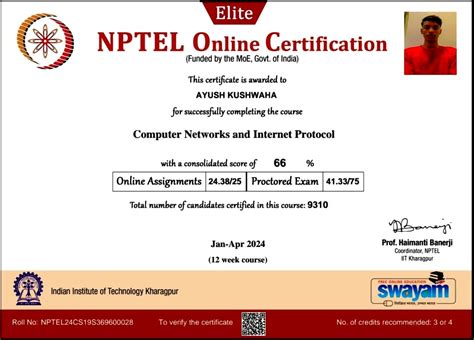 The Nptel Computer Networks And Internet Protocol Certificate Validates