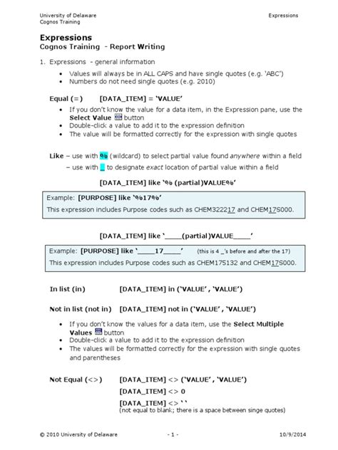 Expressions Cognos Training Report Writing Pdf Areas Of Computer Science Computer