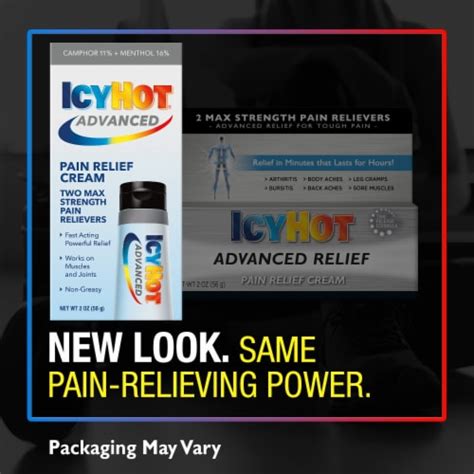 Icy Hot Advanced Relief Pain Relief Camphor And Menthol Cream 2 Oz