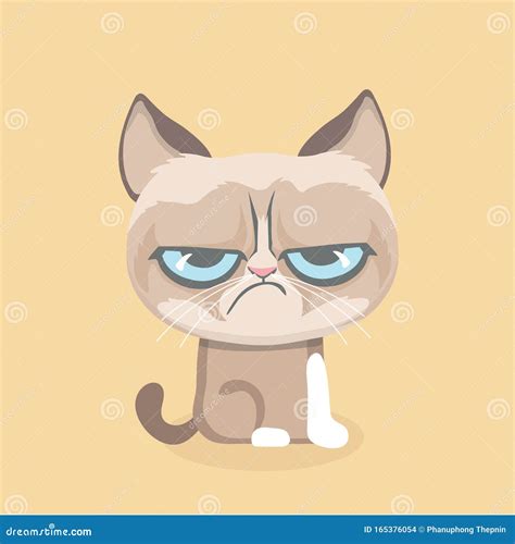 Cute Grumpy Cat Vector Illustration Stock Vector Illustration Of Beautiful Young 165376054