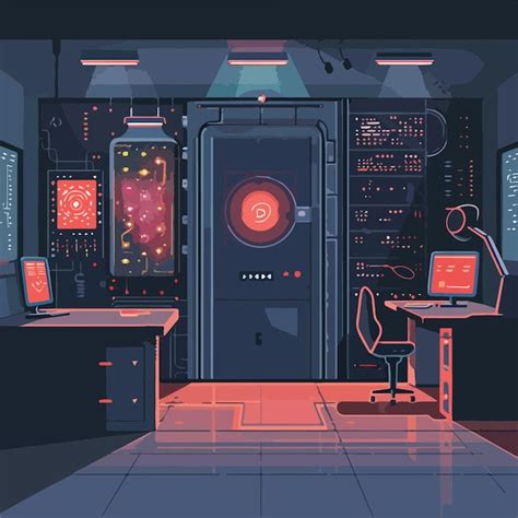 Futuristic Server Room Data Center Digital Technology Computer Network Security System