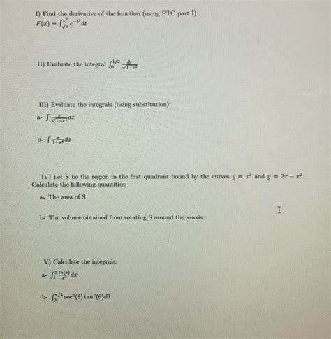 solved iii evaluate the integrals using substitution iv