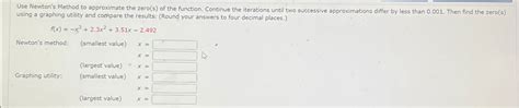 Solved Use Newton S Method To Approximate The Zero S Of Chegg