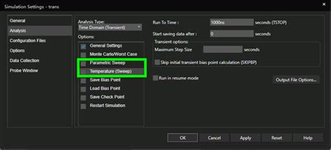 Pspice For Ti 有关仿真模拟选项卡中出现的选项问题 仿真、硬件和系统设计工具论坛 仿真、硬件和系统设计工具 E2e™ 设计支持