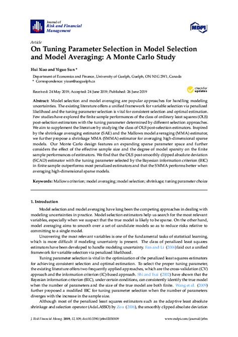 Pdf On The Tuning Parameter Selection In Model Selection And Model