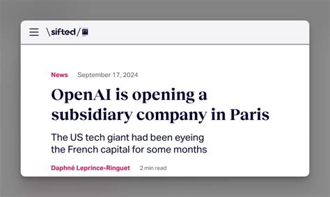 Openai Is Opening A Subsidiary In Paris Called Openai France Led By