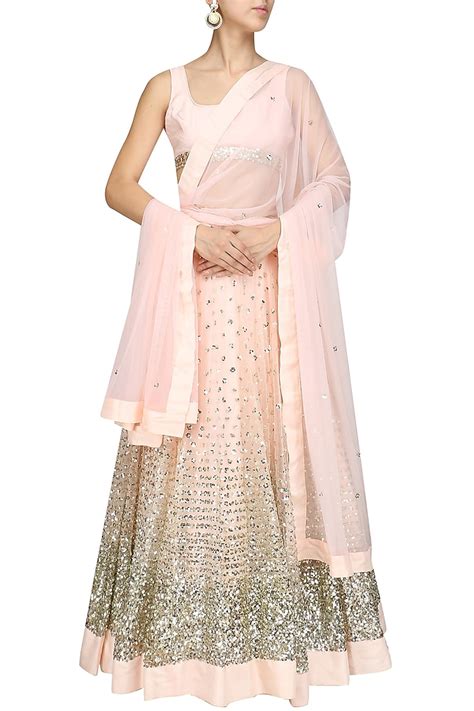 Blush Pink Sequins Embroidered Lehenga Set Available Only At Pernias