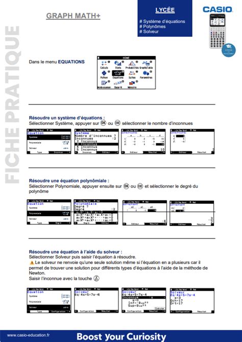 Equations Avec La Calculatrice Graph Math Lycée Casio Education Casio Éducation