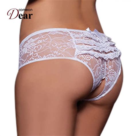 Comeondear 여성용 에로틱 팬티 구멍이 있는 투명 섹시 속옷 XXXL XL XL 플러스 사이즈 여성 레이스 끈 팬티 핫 탱가 Mujer 여성용 팬티