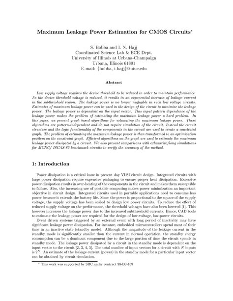 pdf maximum leakage power estimation for cmos circuits