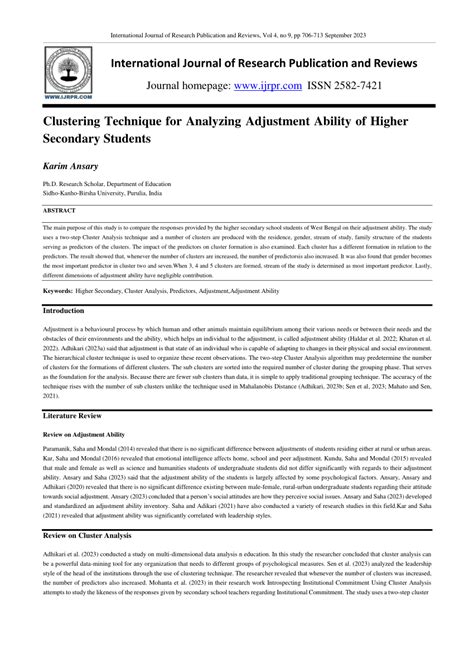 pdf clustering technique for analyzing adjustment ability of higher