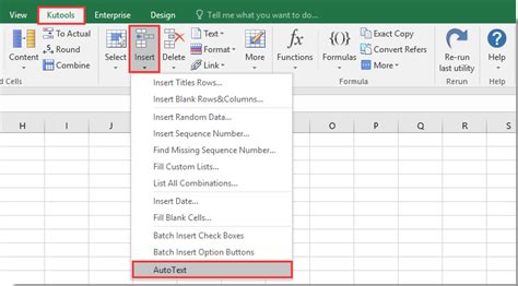how to create and insert an auto text entry in excel