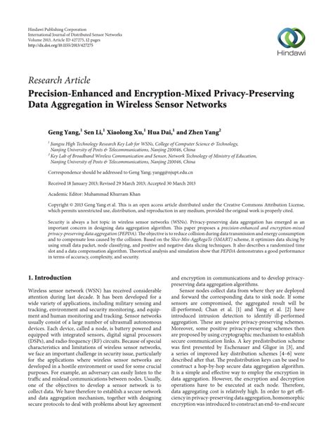 Pdf Precision Enhanced And Encryption Mixed Privacy Preserving Data Aggregation In Wireless