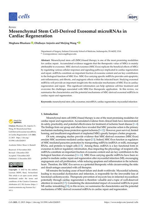 Pdf Mesenchymal Stem Cell Derived Exosomal Micrornas In Cardiac Regeneration