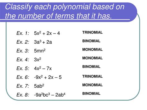 PPT CLASSIFYING POLYNOMIALS PowerPoint Presentation Free Download ID