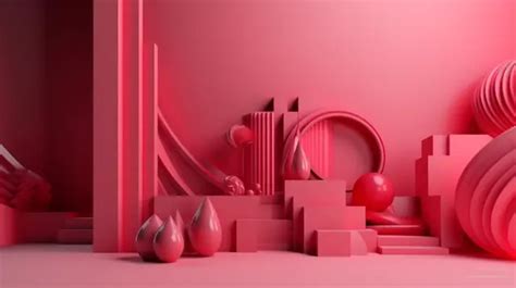 3d 빨간색 기하학적 추상 풍경 추상 3d 렌더링 3d 배경 추상 구성 제품 디스플레이 판매 레드 핑크 고화질 사진 사진