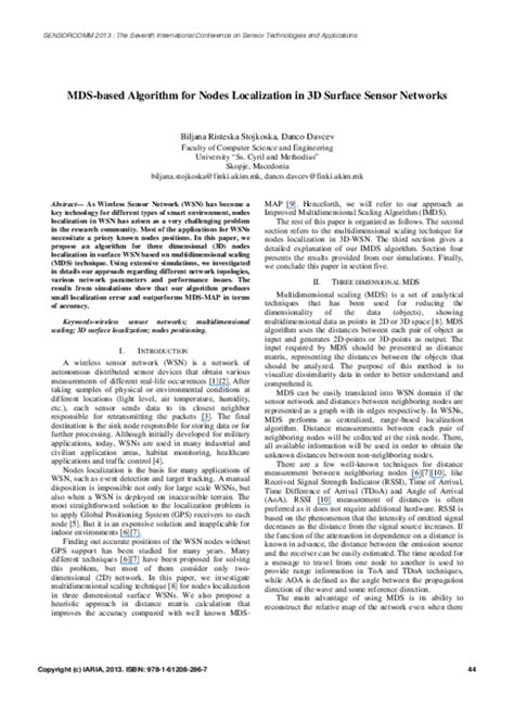 Pdf 3d Sensor Node Localization Via Mds Algorithm