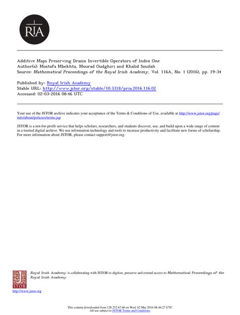 Pdf Additive Maps Preserving Drazin Invertible Operators Of Index One