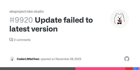 Update Failed To Latest Version Issue Obsproject Obs Studio GitHub