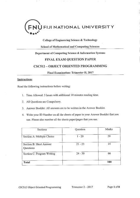 Exam 2015 Questions And Answers Object Oriented Programming Studocu
