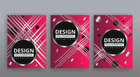 추상 페이지 템플릿 세트 복고풍 웨이브 크리에이티브 힙스터 실버 메탈릭 테크 백그론드 세련된 기하학적 창조적 인 미래 표지 가리기에 대한 스톡 벡터 아트 및 기타 이미지