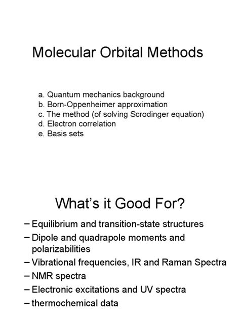 4 Molecular Orbital Methods Pdf Hartree Fock Method Atomic Orbital