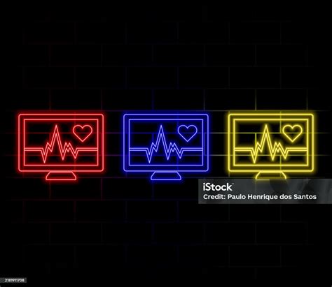 심장 박동 모니터 맥박 라인 아트 아이콘 의료 앱 및 웹 사이트 숨쉬고 살아 있는 기호 빨간 사랑 마음 레드 메딕 혈압 심장 검사 건강 Ekg Ecg 로고 네온 스타일 0