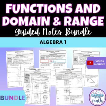 Functions And Domain And Range Algebra 1 Guided Notes Lessons BUNDLE