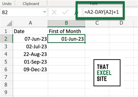 How To Get The First Day Of The Month In Excel That Excel Site