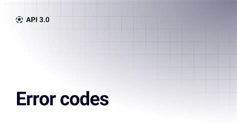 Error Codes Api 30
