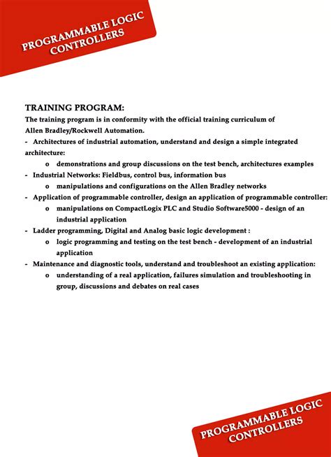Programmable Logic Controllers Training Pdf Vocational Training Careers