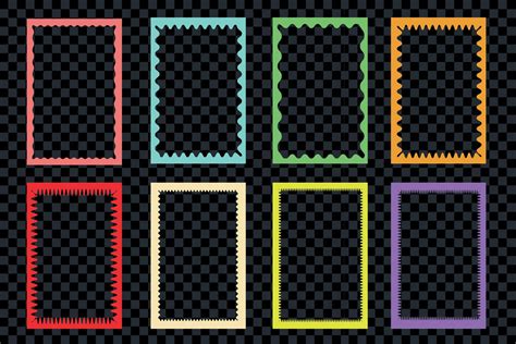 Colored Stories Frames Set Zigzag Wavy Edges Retro Squiggle Frames Psychedelic Rectangles