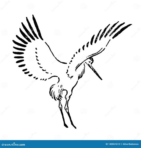 Vector Hand Drawn Sketch Of Stork Illustration On White Background Stock Vector Illustration