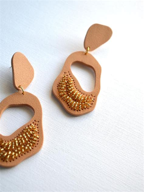 Sparkly Statement Earrings In Organic Shapes Handcrafted Large Earrings