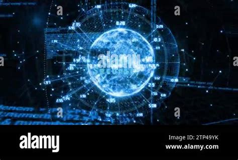 Animation Of Globe With Numbers Rotating Over Binary Codes And Computer Language Digitally