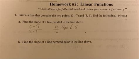 Solved Homework Linear Functions Show All Work For Chegg Com