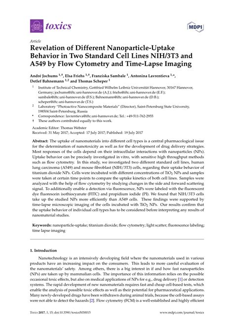 Pdf Revelation Of Different Nanoparticle Uptake Behavior In Two Standard Cell Lines Nih 3t3