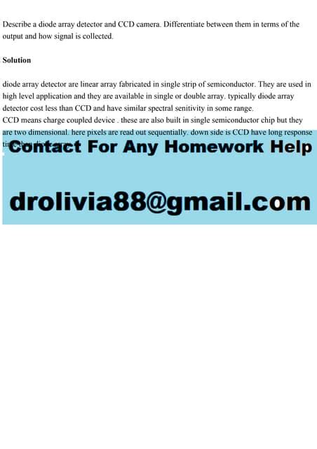 Describe A Diode Array Detector And Ccd Camera Differentiate Betweepdf