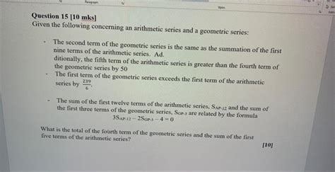 Solved Question 15 10 Mks Given The Following Concerning