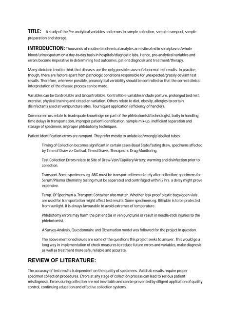 Preanalytical Variables And Errors In Sampling Pdf