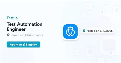 Test Automation Engineer Testlio Simplify Jobs