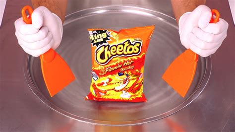 Video Asmr Cheetos Flamin Hot Ice Cream Rolls How To Make Flaming