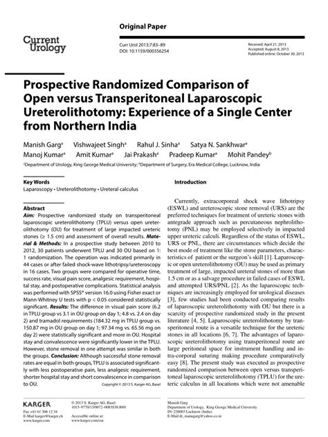 Pdf Prospective Randomized Comparison Of Open Versus Transperitoneal