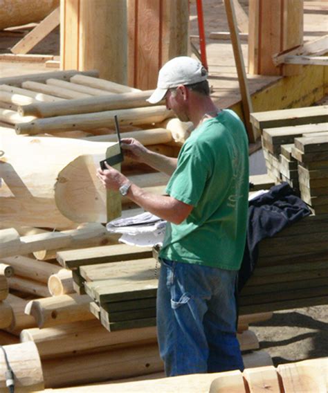 Set Up Of The Log Shell For Stacked Log Home
