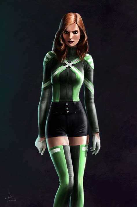 Stunning Portrait Of Young Jean Grey Grey Superhero Suit Female Jean