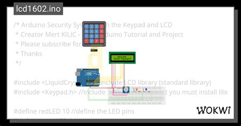 Arduino Security Panel System With Using Keypad And Lcd Display Wokwi