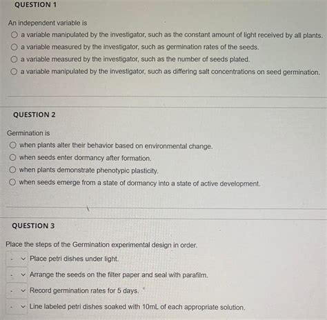 Solved QUESTION 1 An Independent Variable Is O A Variable Chegg Com
